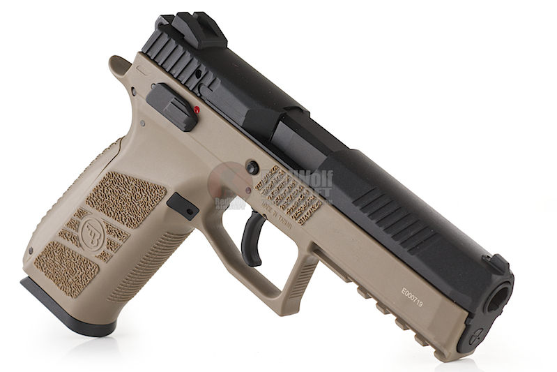 KJ Works CZ P-09 Duty (ASG Licensed) CO2 Version - TAN - Buy airsoft Gas Blow Back Pistols ...